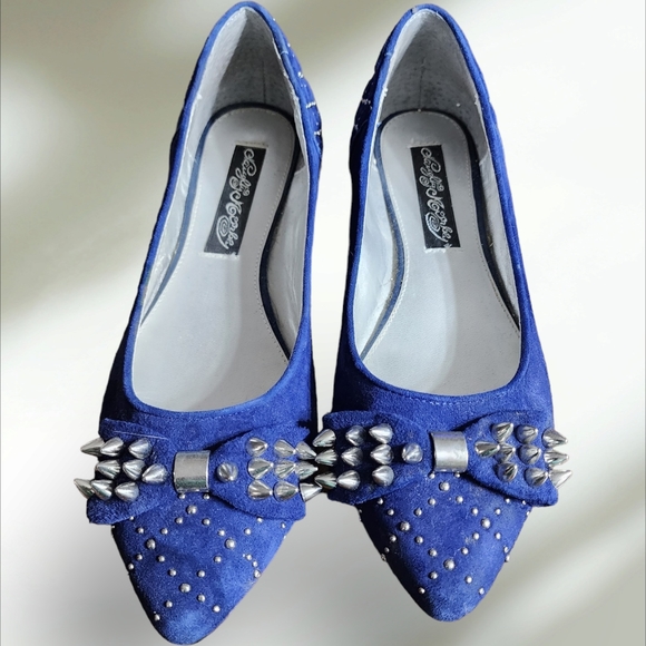 naughty monkey | Shoes | Naughty Monkey Blue Suede Shoes Silver Studded ...